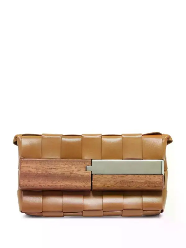 Bottega Veneta The Snap Intreccio Clutch Bag - Neutrals