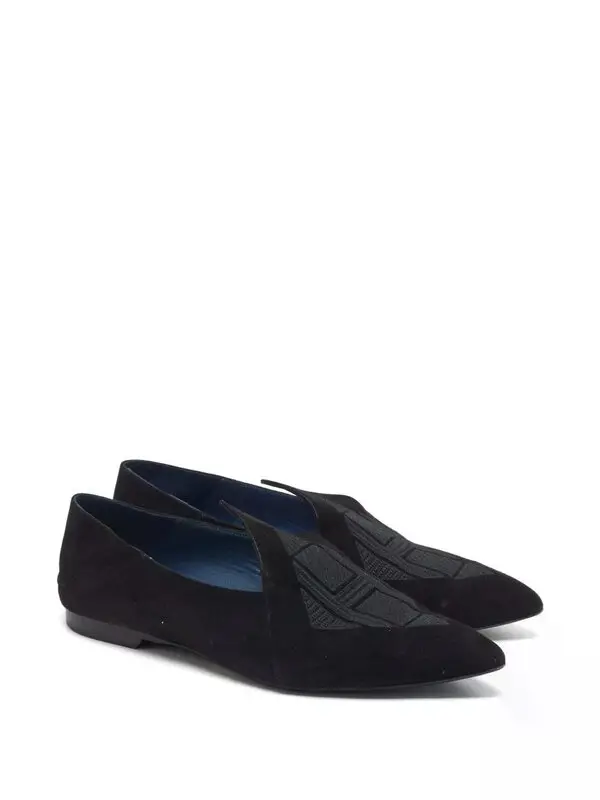 Hermès Embroidered Suede Slippers