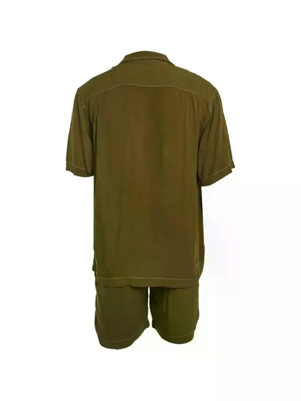 Gcds Contrast-stitch Button Up Shirt Shorts Set