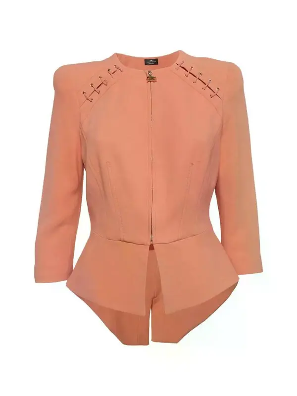 Elisabetta Franchi Lace-detail Peplum Jacket - Orange