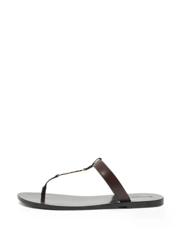 Saint Laurent Cassandre Thong Sandals - Brown