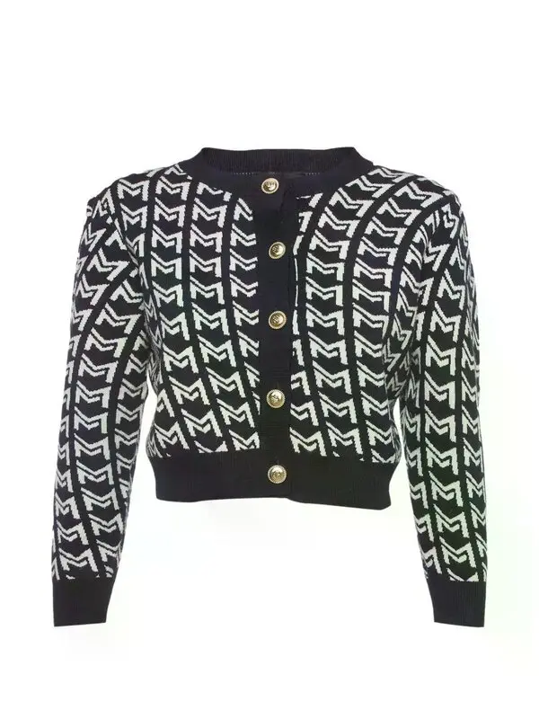 Maje Monogram Pattern Cropped Cardigan - Blue