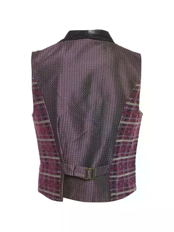 Etro Check Tweed Velvet Collar Vest