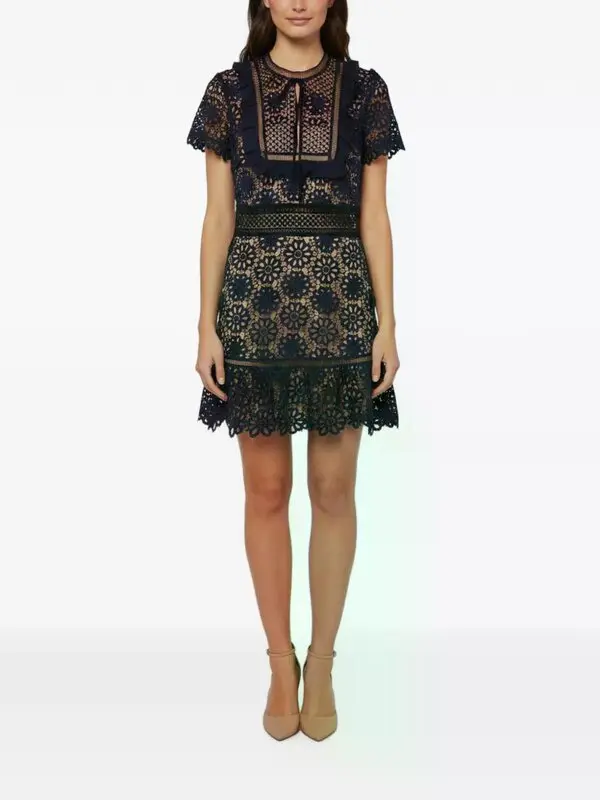 SELF-PORTRAIT Louisa Guipure Lace Mini Dress - Blue