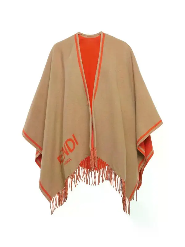 Fendi Logo-detail Poncho - Neutrals