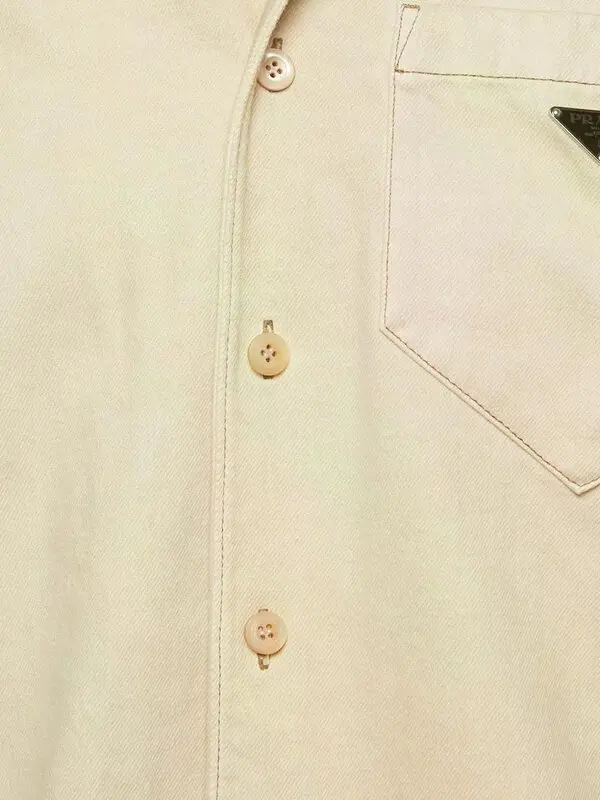 Prada Beige Denim Short Sleeve Shirt
