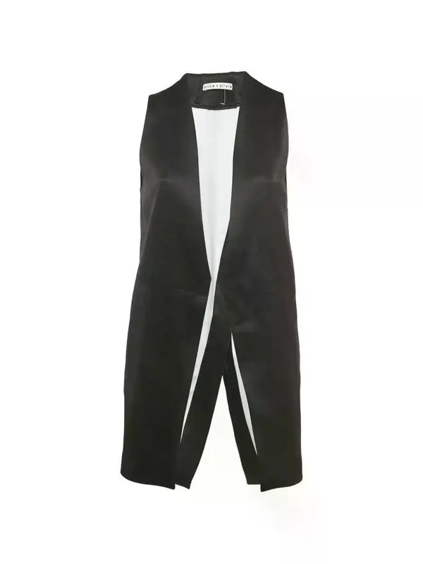 Alice + Olivia Satin Open-front Vest - Black