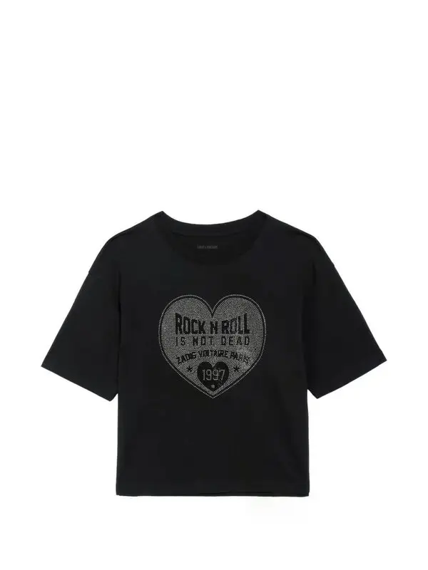 Zadig&Voltaire Taida Embellished Heart Print T-shirt - Black
