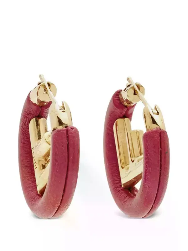 Fendi Leather Hoop Earrings - Red