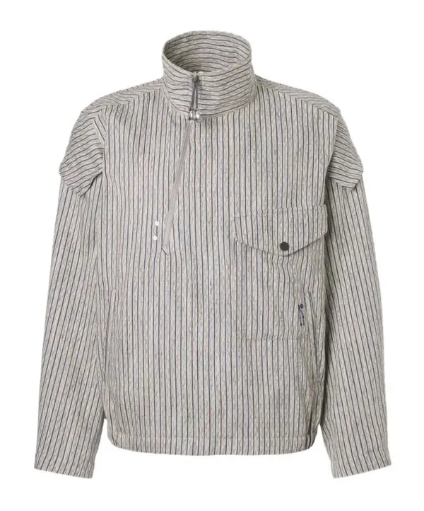KIKO KOSTADINOV Farkas Striped Cotton And Linen-blend Jacket