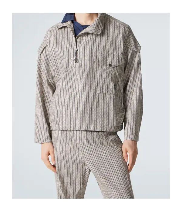 KIKO KOSTADINOV Farkas Striped Cotton And Linen-blend Jacket