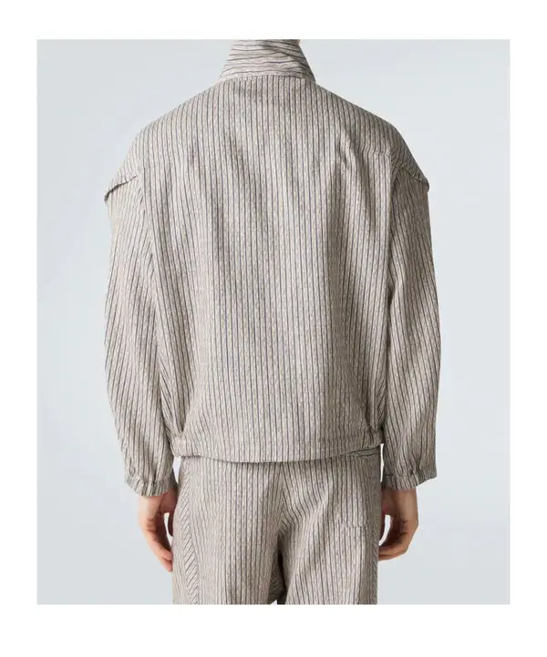 KIKO KOSTADINOV Farkas Striped Cotton And Linen-blend Jacket