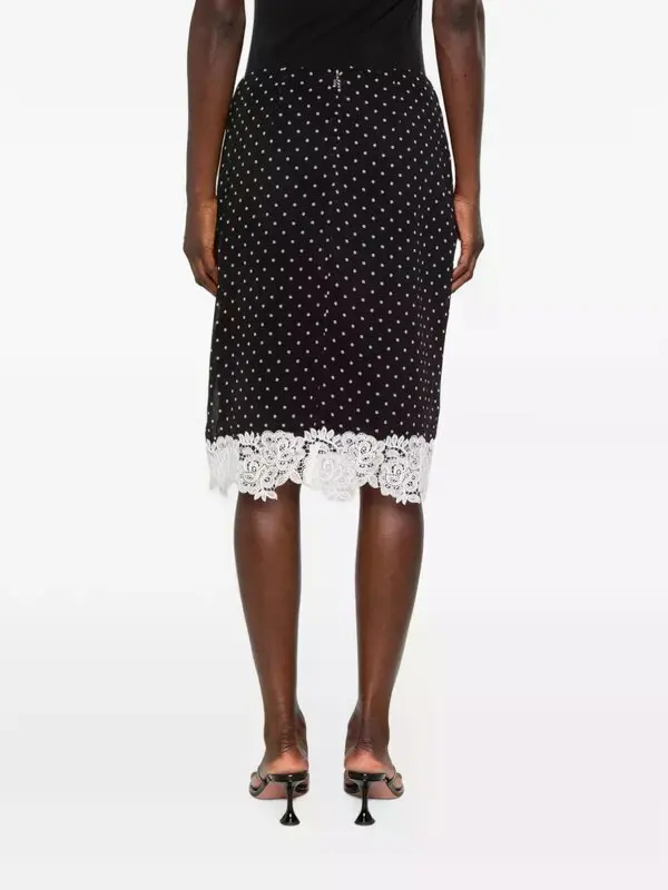 ROTATE BY BIRGER CHRISTENSEN Polka-dot Lace-trim Midi Skirt