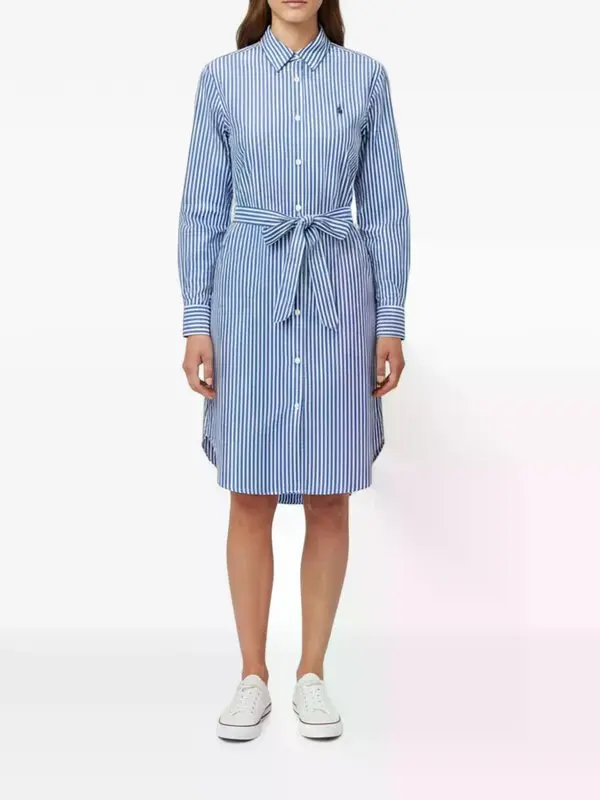 Polo Ralph Lauren Striped Belted Midi Dress - Blue