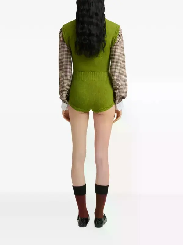Marni Wool-cashmere Briefs With Flower Embroidery - Green