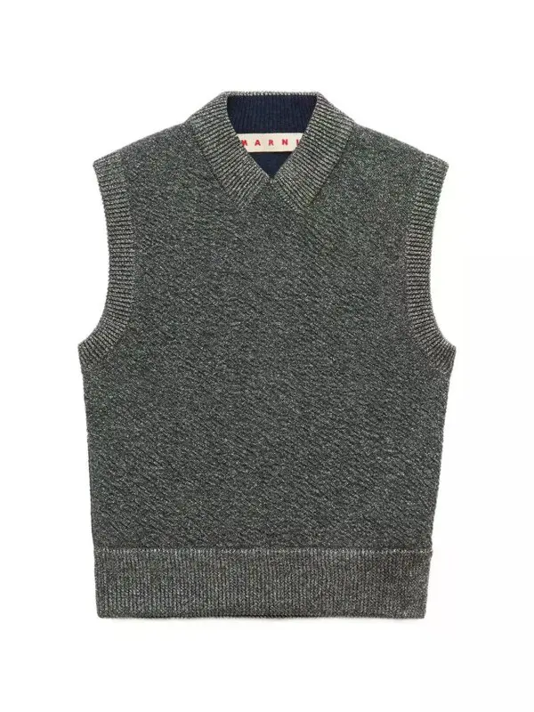 Marni Gray Wool Vest With Lurex Detailing - Grey