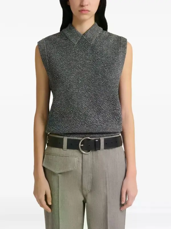 Marni Gray Wool Vest With Lurex Detailing