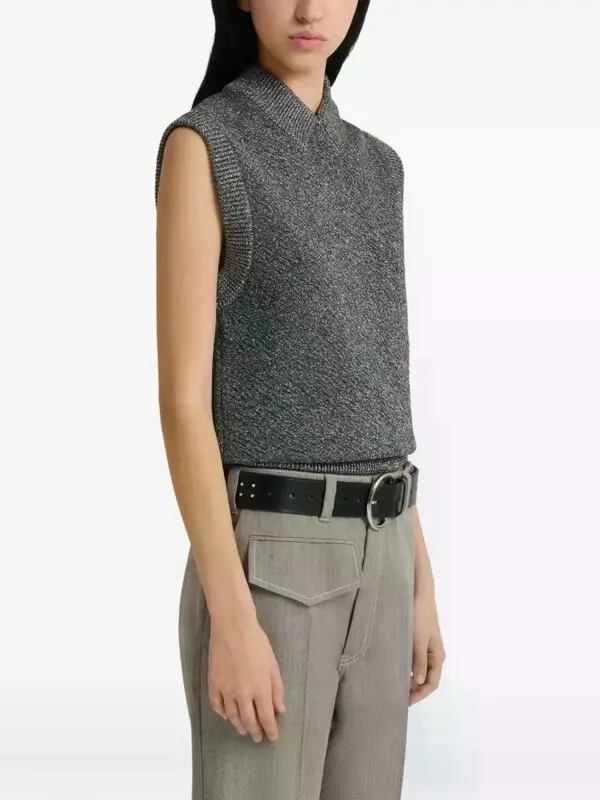 Marni Gray Wool Vest With Lurex Detailing