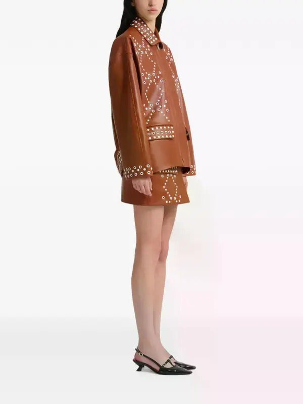 Marni Embellished Leather Mini Skirt