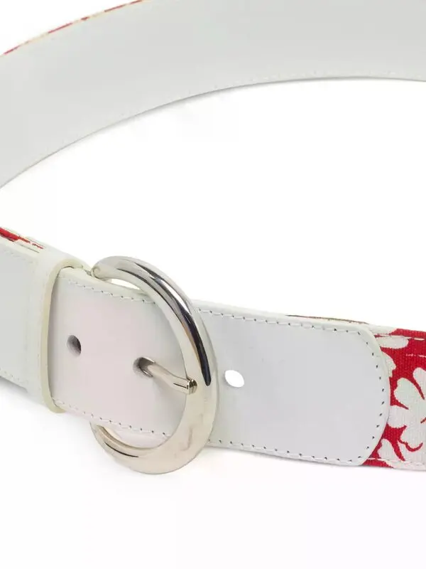 Burberry Floral-print Buckle Belt - Red