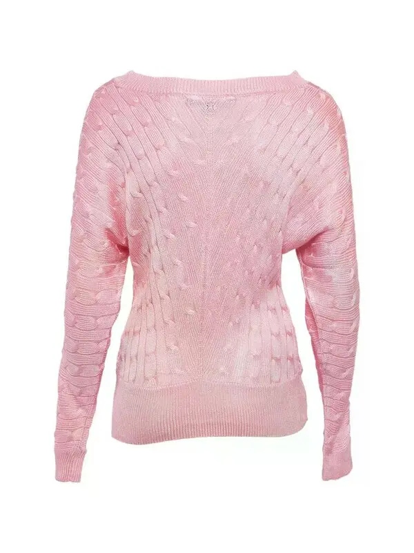 Ralph Lauren Silk Cable-knit V-neck Sweater
