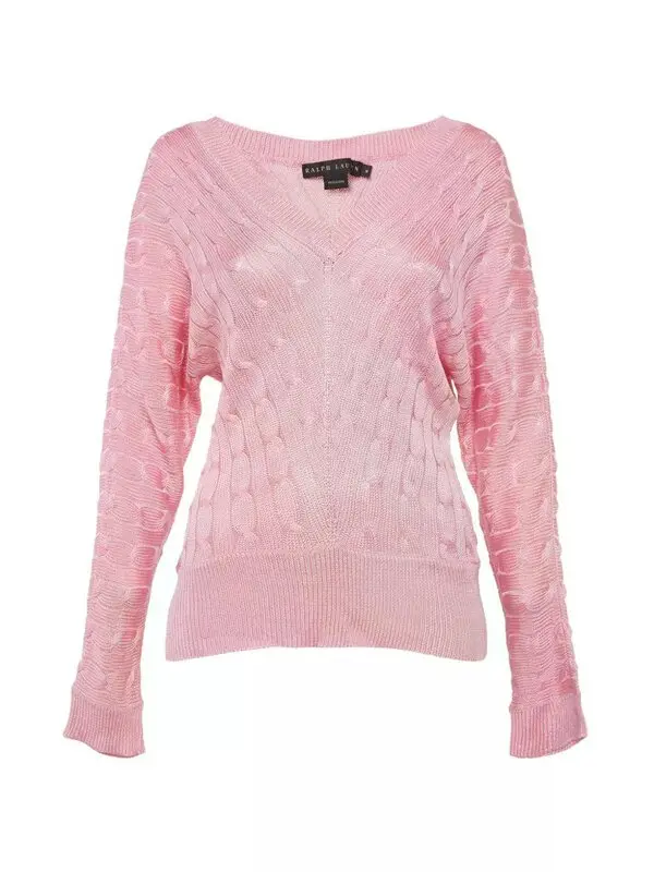 Ralph Lauren Silk Cable-knit V-neck Sweater