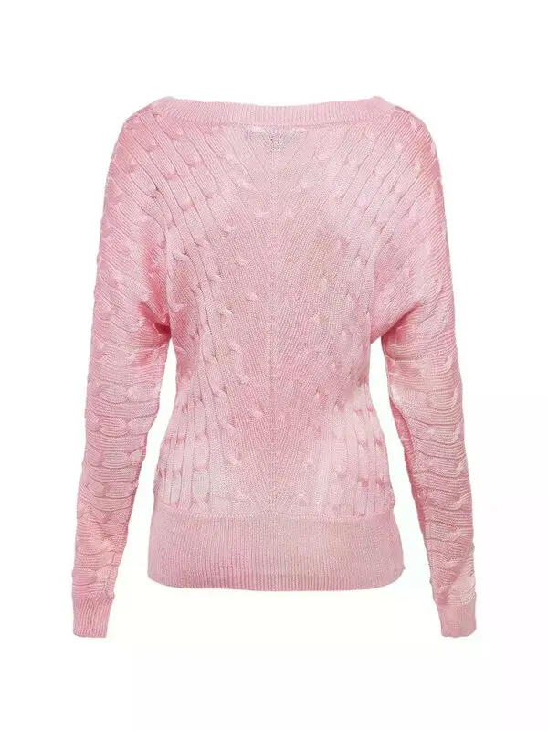 Ralph Lauren Silk Cable-knit V-neck Sweater