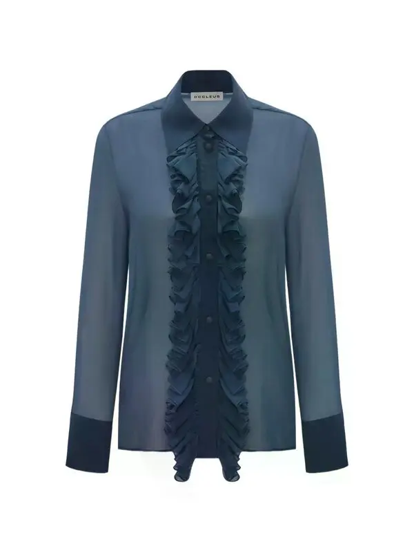 OCCLEUS Ruffled Silk Shirt - Blue
