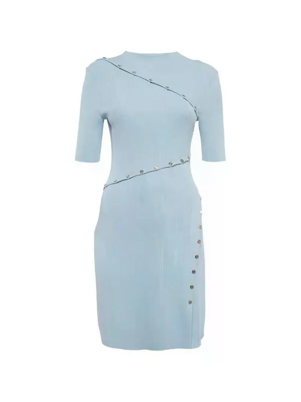 Maje Ribbed-knit Button-detail Mini Dress
