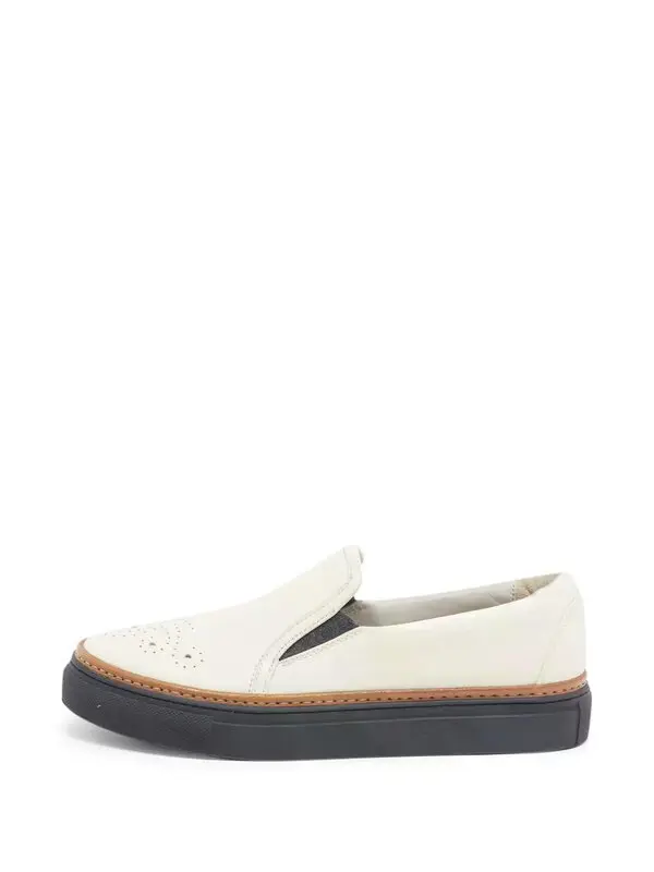Brunello Cucinelli Perforated Slip-on Sneakers - Neutrals