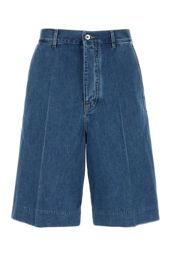 Bottega Veneta Wide-leg Washed Denim Shorts - Medium Blue