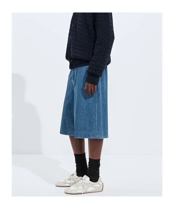 Bottega Veneta Wide-leg Washed Denim Shorts - Medium Blue