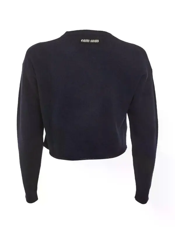 Miu Miu Cropped Wool Knit V-neck Sweater