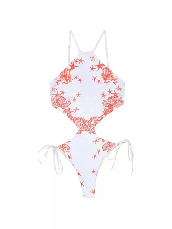 MAZZEI Cut-out Starfish-print Swimsuit - Blue