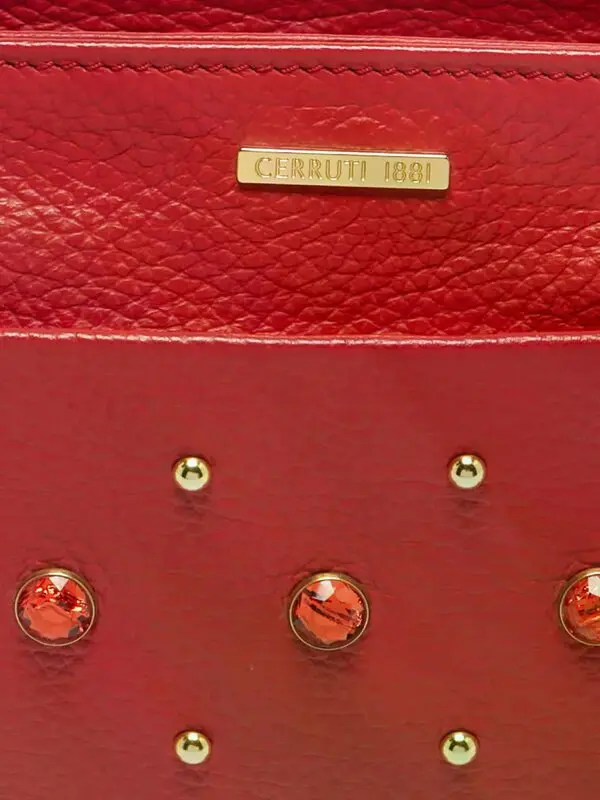 CERRUTI 1881 Leather Crystal Embellished Shoulder Bag
