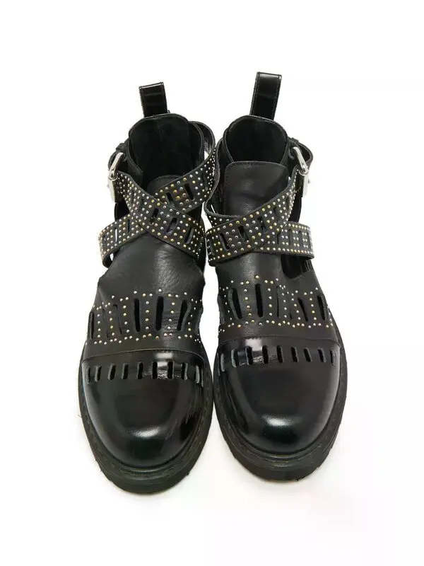Alexander McQueen Dalston Cut-out Studded Ankle Boots