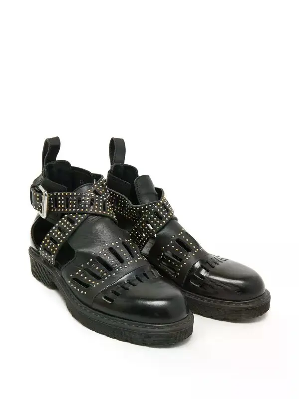 Alexander McQueen Dalston Cut-out Studded Ankle Boots