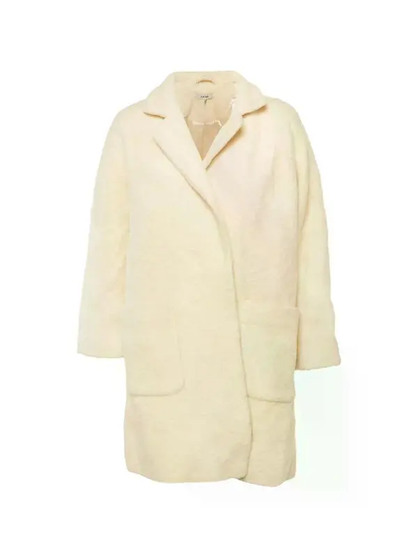 GANNI Double-breasted Fleece Coat - Neutrals