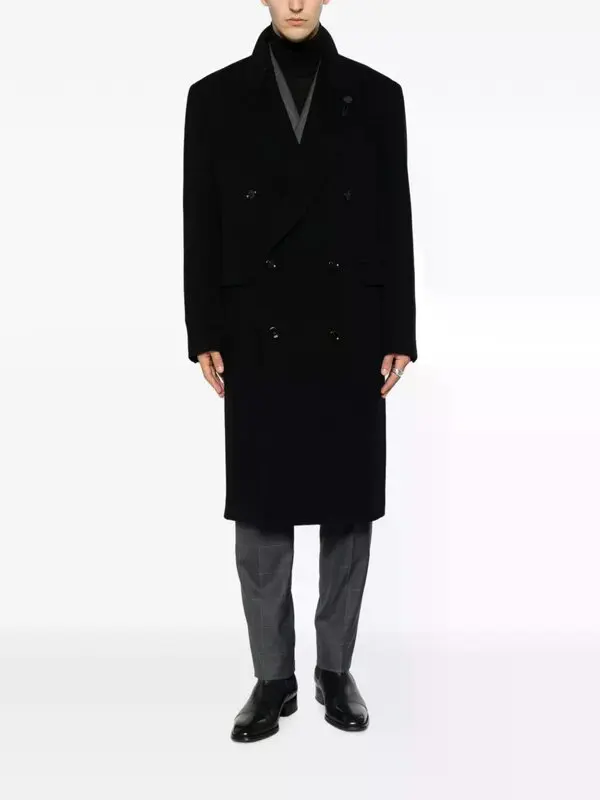 LARDINI Double-breasted Peaked-lapel Coat