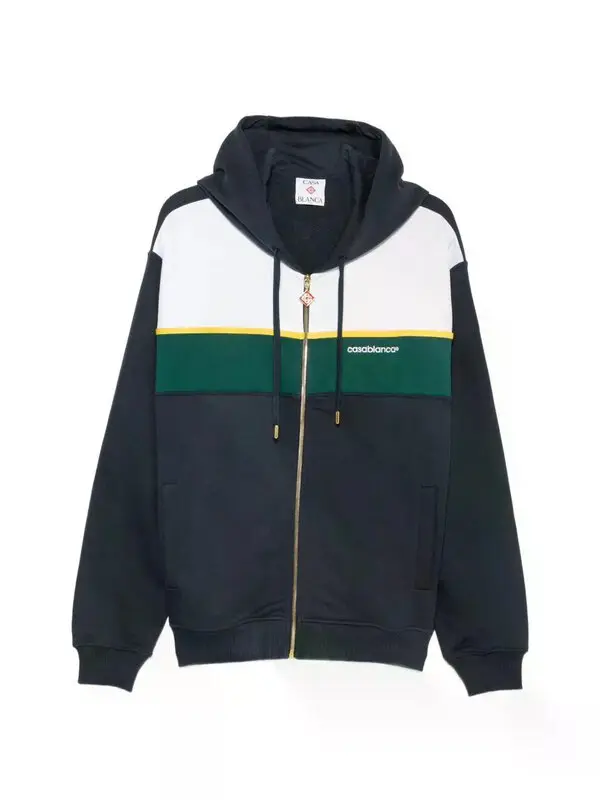 Casablanca Colour-block Zip-up Hoodie - Blue