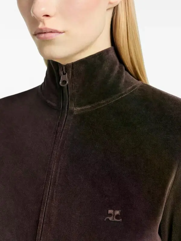 COURREGES Velvet Zip-up Track Jacket - Brown
