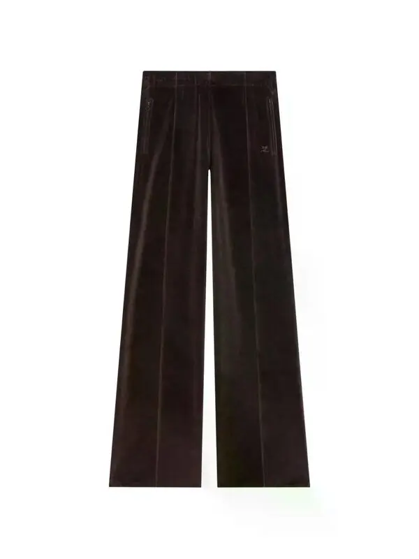 COURREGES Pintucked Velvet Track Pants - Red
