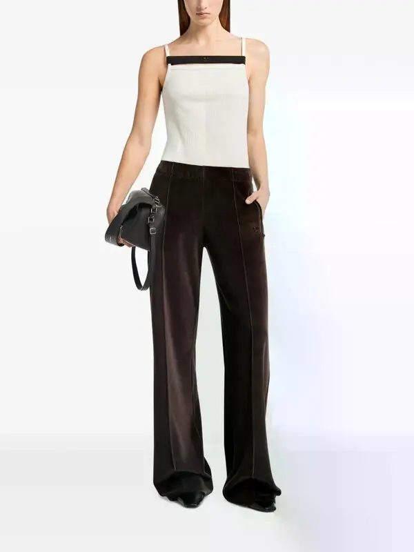 COURREGES Pintucked Velvet Track Pants - Red