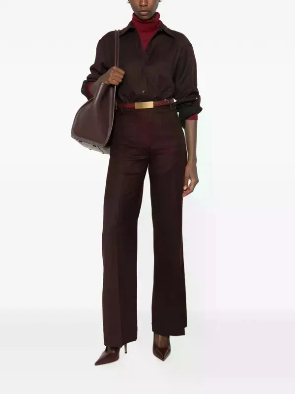 Victoria Beckham Alina Wide-leg Wool Trousers - Brown