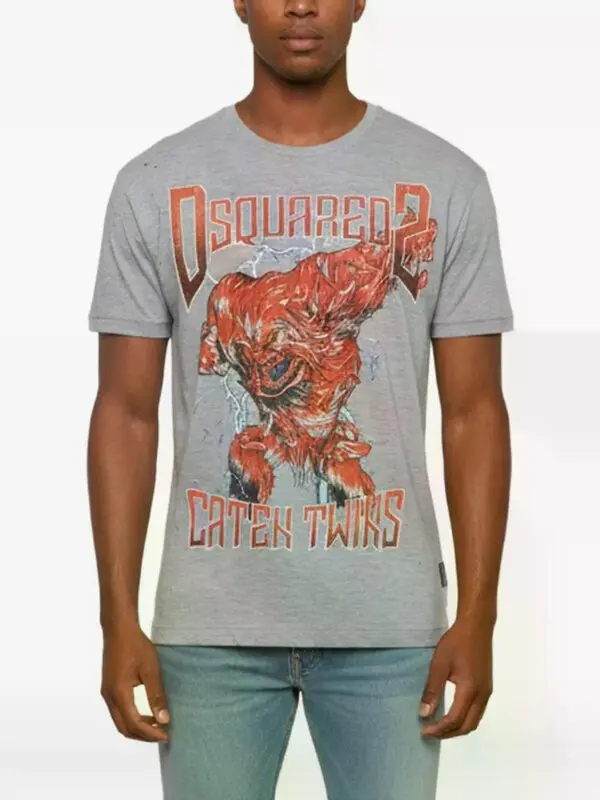 Dsquared2 Monster Graphic-print Distressed T-shirt - Grey
