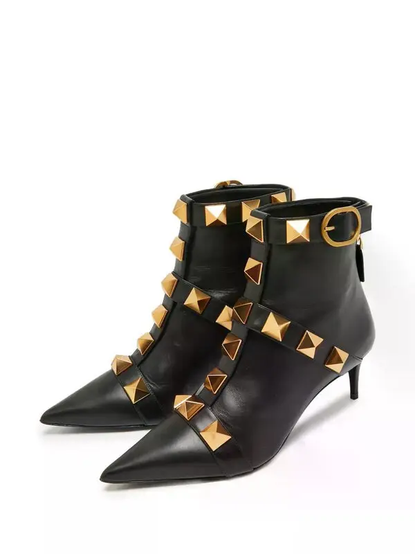 Valentino Garavani Leather Roman Stud Embellished Ankle Boots