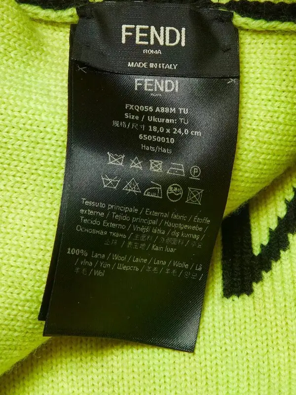 Fendi Logo Intarsia Pom-pom Beanie Hat