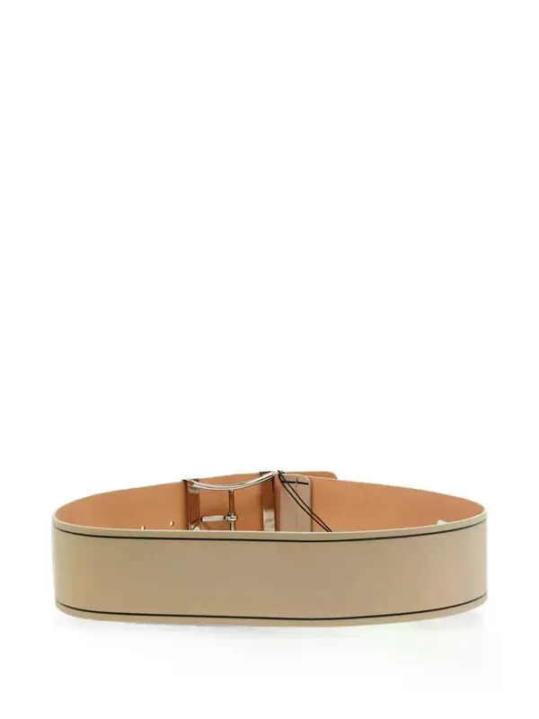 Emporio Armani Stripe-detail Tongue-buckle Belt - Neutrals