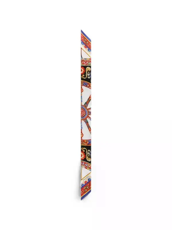 Dolce & Gabbana 6x100 Carretto-print Silk Twill Bandeau - White