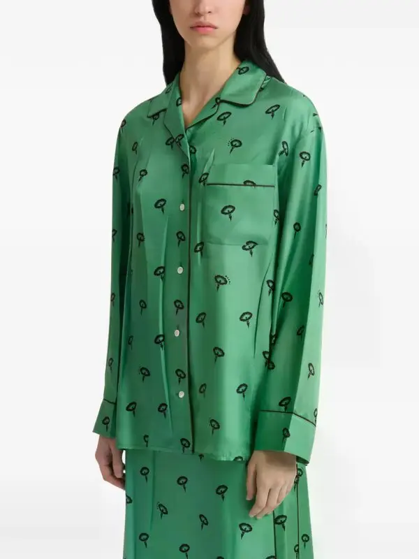 Marni Silk Twill Floral Print Pajama Shirt